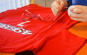 DIY Ribbon Game Day Shirt - April Golightly