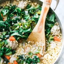 Italian Wedding Soup Recipe with Kale Couscous - April Golightly