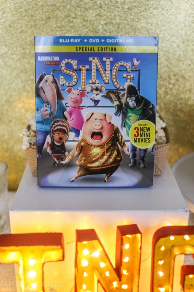 SING Family Movie Night and Light Up Sign DIY Tutorial - April Golightly