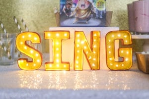 SING Family Movie Night and Light Up Sign DIY Tutorial - April Golightly