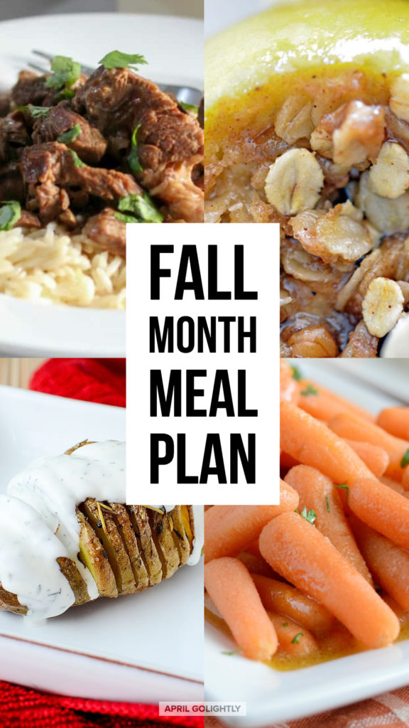 Monthly Menu Plan - October - April Golightly