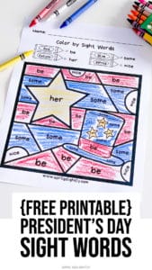 President's Day Coloring Pages - FREE Sight Words Printable for Kids