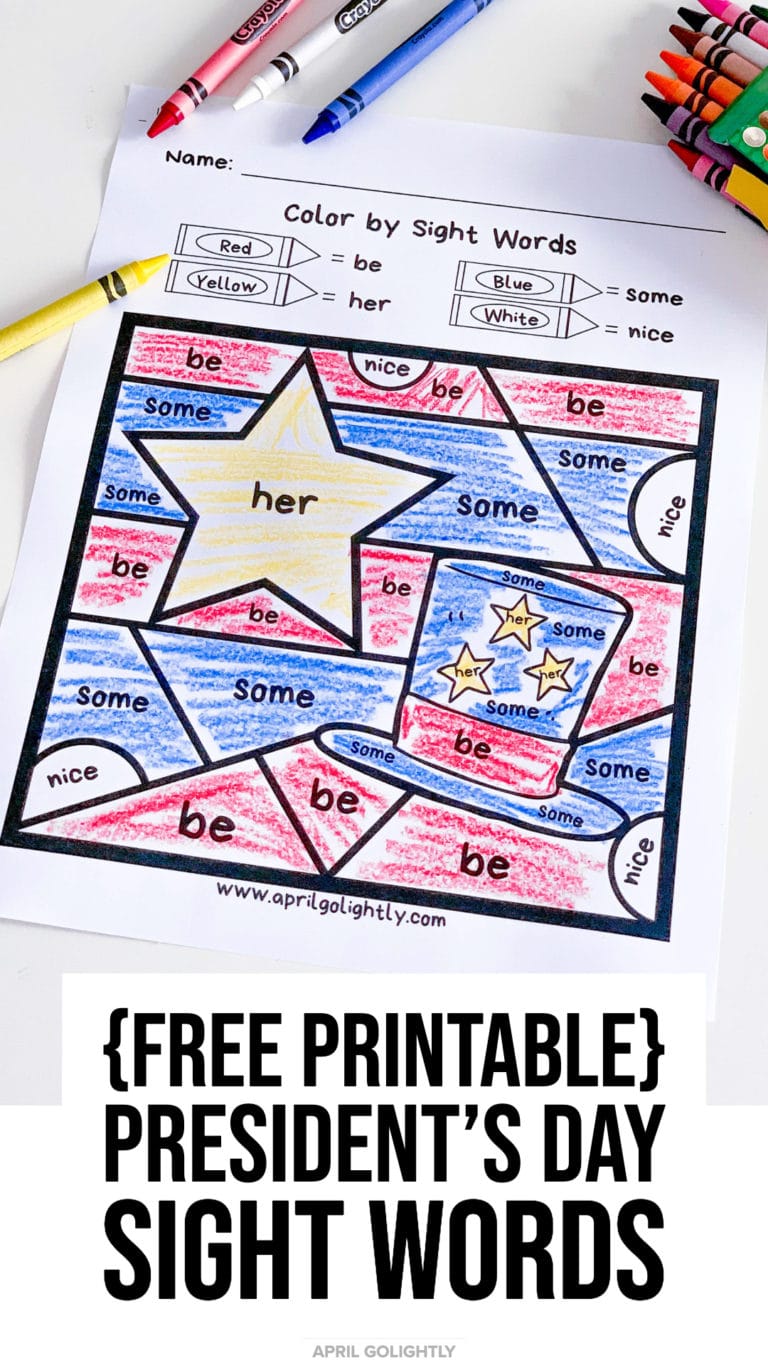 President's Day Coloring Pages - FREE Sight Words Printable for Kids