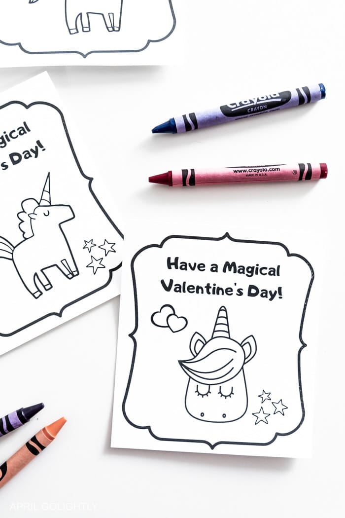 Unicorn Valentines Cards - FREE Printables - Kids Crafts - April Golightly
