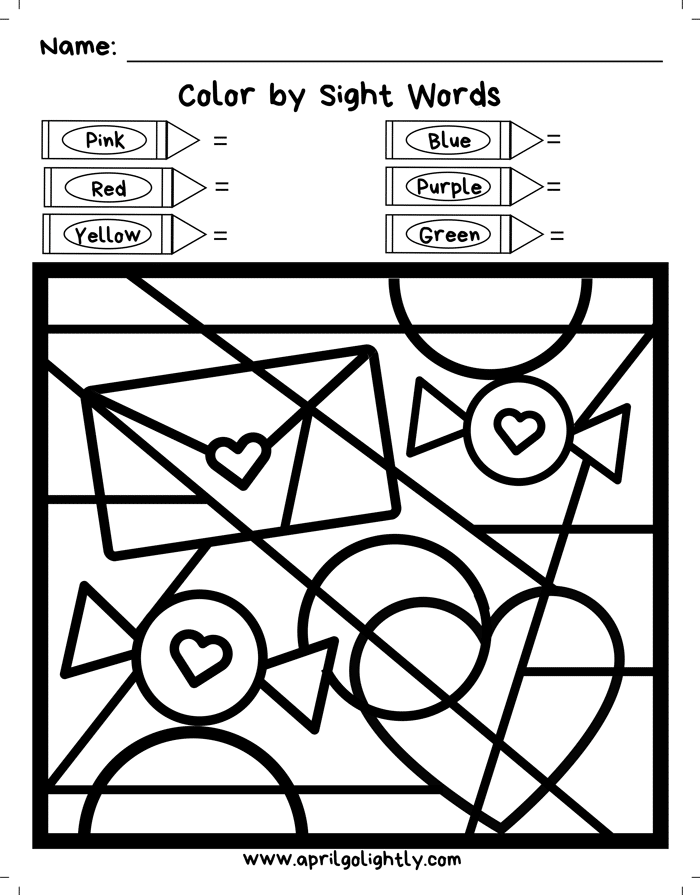 Color By Sight Word Valentines Day Free Ay Free Clip Art Valentine's ...