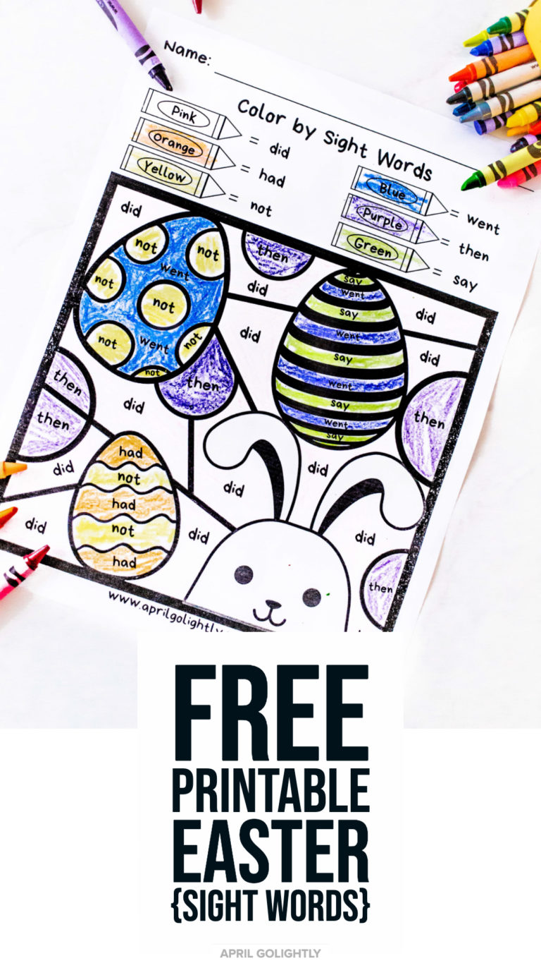 Easter Coloring Pages - FREE Sight Words Printable for Kids - April ...