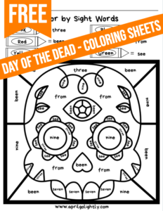 Day of the Dead Coloring Pages - Color by Sight Word - April Golightly