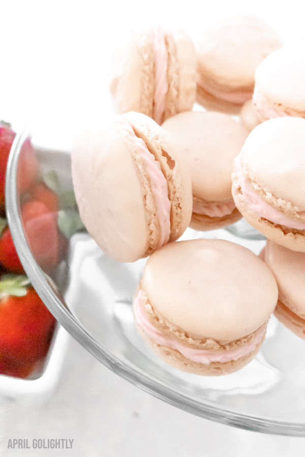 Fresh Strawberry Macarons Recipe - April Golightly