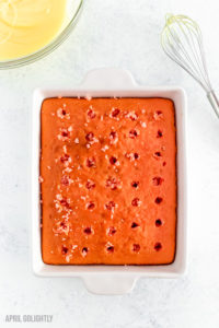 Lemon Strawberry Poke Cake - April Golightly